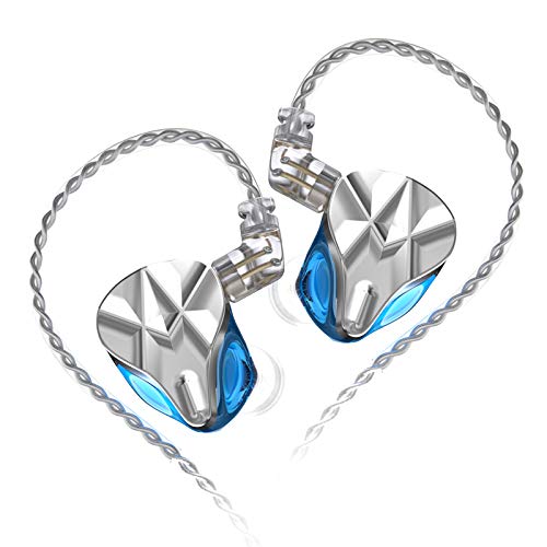 Linsoul KZ ASF 5BA Balanced Armatures HiFi in-Ear Earphones with Zinc Faceplate Resin Shell, 0.75mm 2 Pin Cable for Audiophile Musicians (Without mic, Blue)