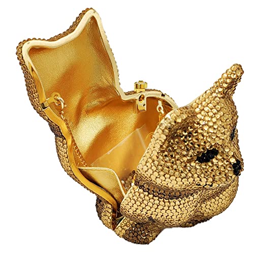 Mini Black Cat Shape Women Crystal Clutch Evening Bags Hand-Made Diamond Minaudiere Handbag Party Wedding Purse (B)