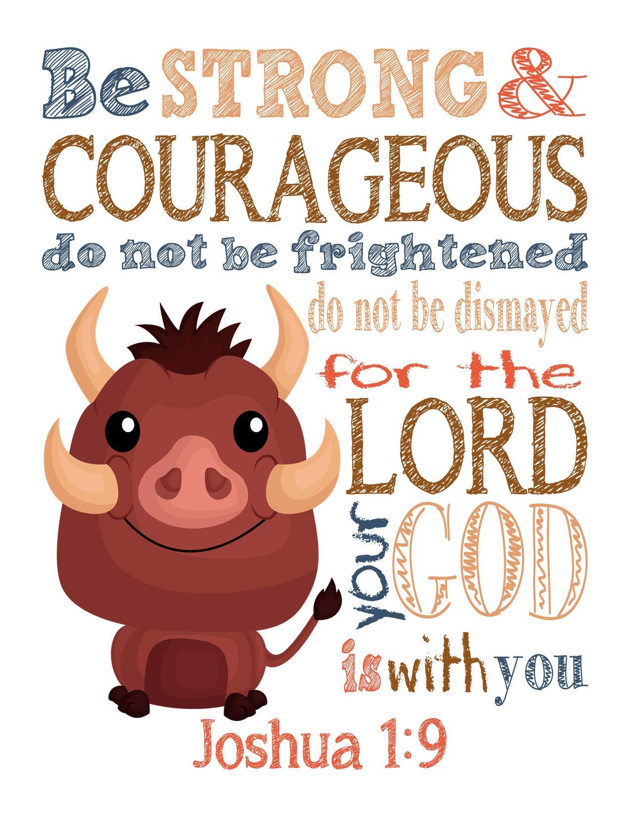 Lion King Christian Nursery Set of 4 Unframed Prints - Mufasa, Pumba, Simba and Timon with Bible Verses