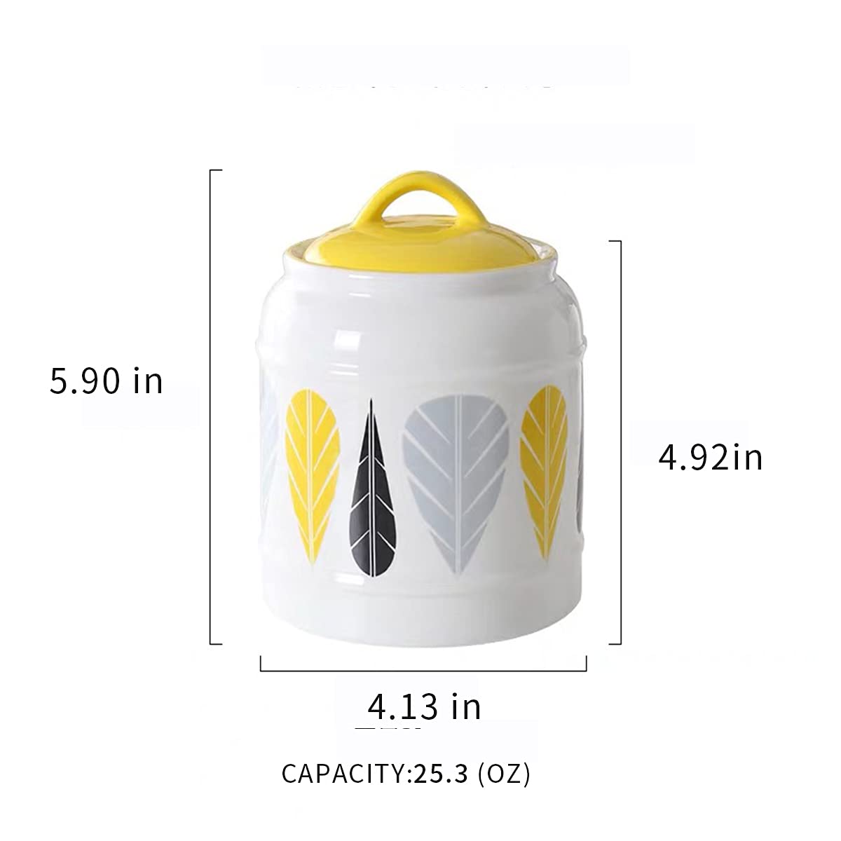 LLDAYU - Airtight Kitchen Canister Decorations with Lids, The simple and fresh design Ceramic Food Storage Container Canister - Yellow Leaves (750 ml/32 oz)