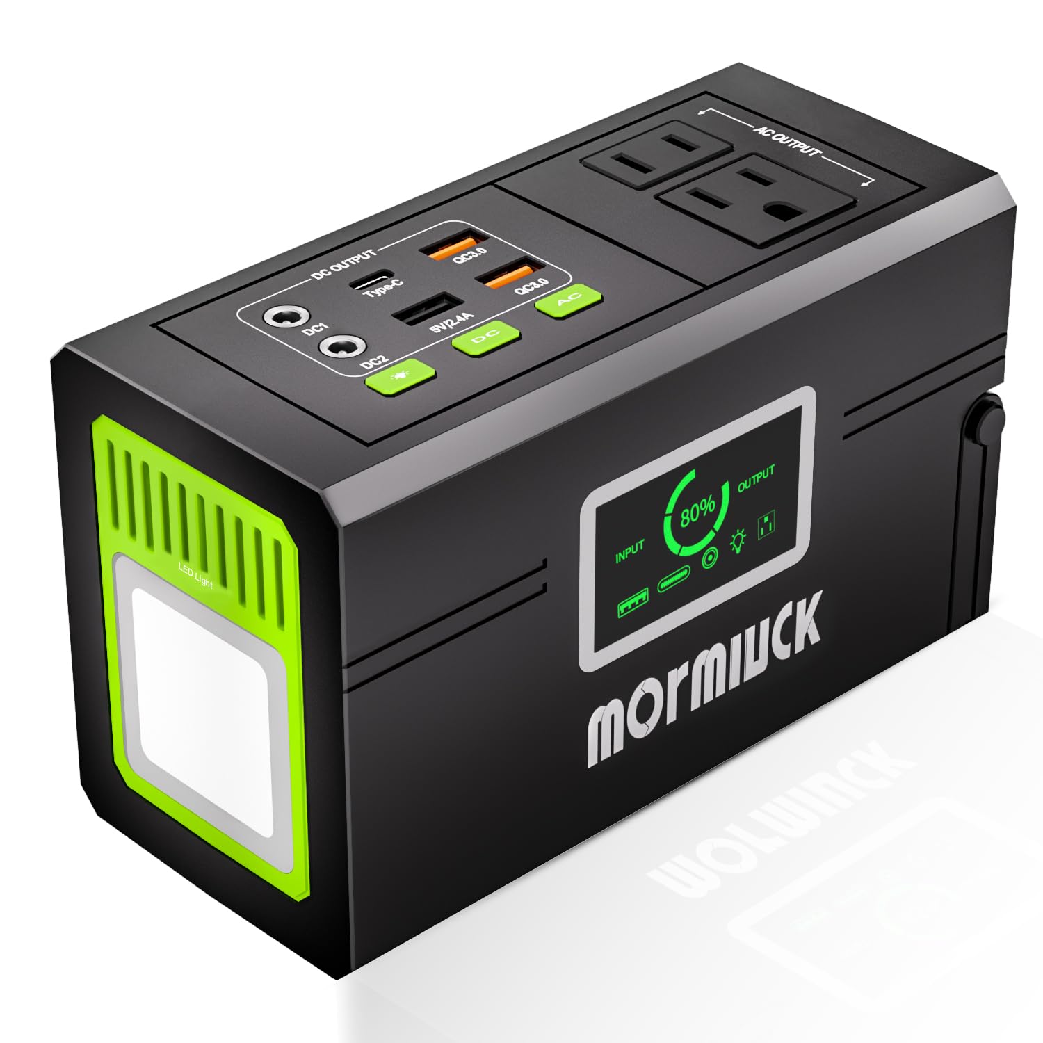 MORMLUCK 88.8Wh Portable Power Station, 127W Solar Generator, 2 * AC Outlets110V/127W, 1*Type-C，2*QC3.0, LED Flashlight, Suitable for Power Outages, Hurricanes, Camping, and Emergency Backup.…