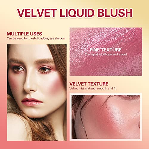 Liquid Blush, KAYNEST Soft Pinch Dewy Liquid Cream Blush, Soft Velvet Silk Texture, Long-lasing, Natural-Looking, Moisturizing Lightweight Blendable Feel, Face Blush Stick for Cheek (1#)