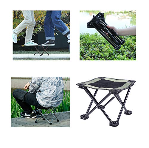 Lightweight Folding Camp Stool | Camping Ottoman Fold Up Stool Backpacking Stool Foot Rest Cliq Chair Hiking Fishing Travel Small Portable Mini Folding Chair
