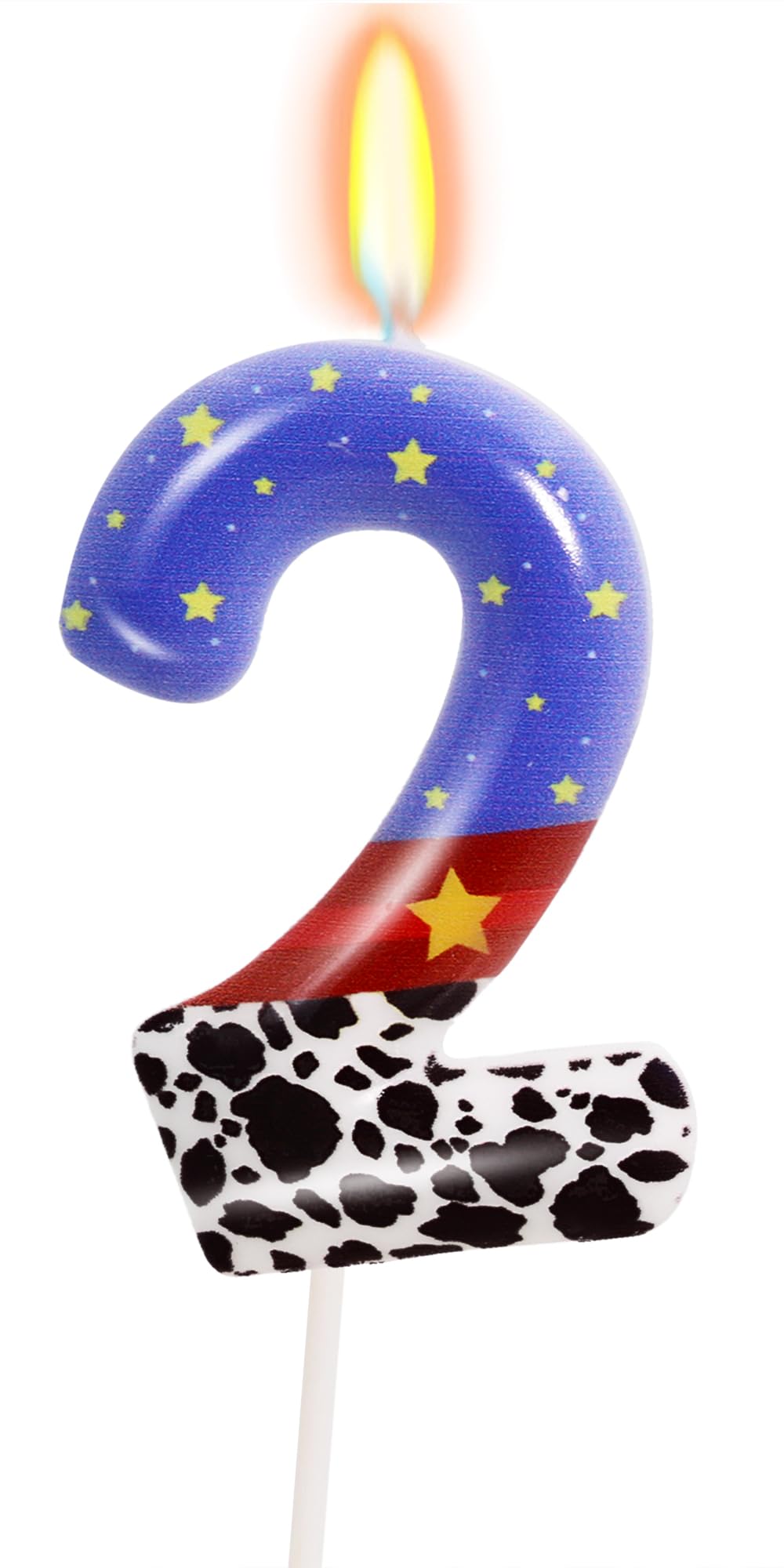 Toy Themed Cartoon Story Birthday Number 2 Candle Cartoon Birthday Cake Topper Blue Sky Stars Cowboy Toy Cartoon Birthday Party Decorations Supplies (Number 2)