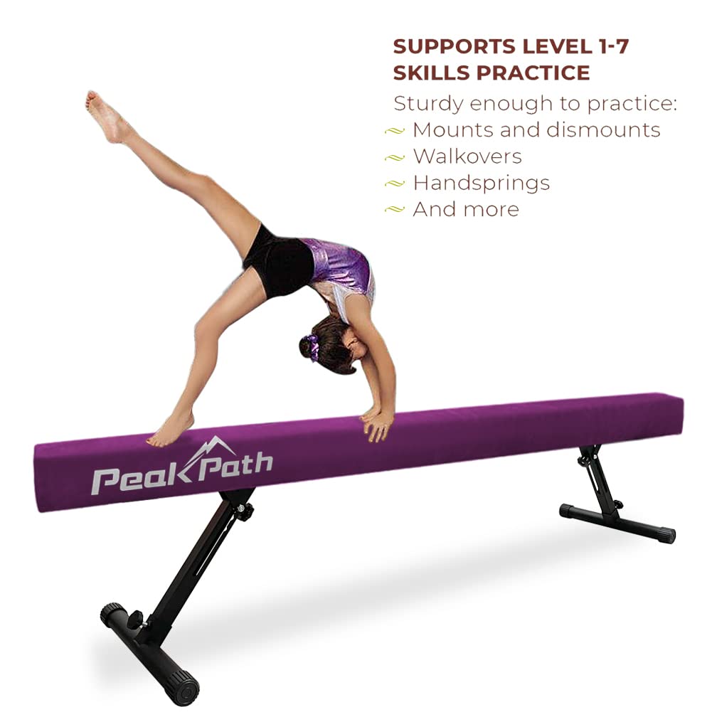 Peakpath 8FT Adjustable&Foldable Gymnastics Balance Beam,Home Gym Equipment,Easy Assembling and Storage,No Tool Require,for Kids Children Girls Training