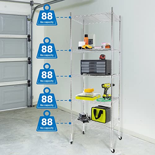 TSRING 24" W x 18" D x 74.5" H 5-Shelf Garage Shelves, Silver