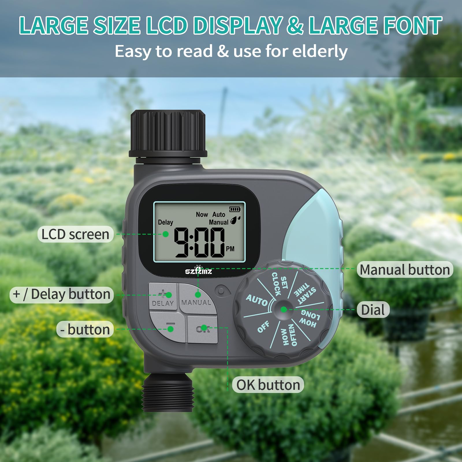 Sprinkler Timer, Hose Timer for Watering, Programmable Water Timer for Garden Hose, Irrigation Controller Timer for Outdoor Plants Lawn with Rain Delay/Manual/Automatic Watering System, 1 Outlet