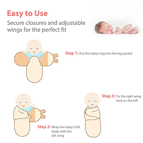 Vicloon Swaddle Blanket, 3 Pack Organic Baby Swaddle Sleep Sacks, Adjustable Swaddle Blanket Infant Baby Wrap Set, Newborn Swaddle Sack, Baby Swaddle Wrap for 3-6 Month