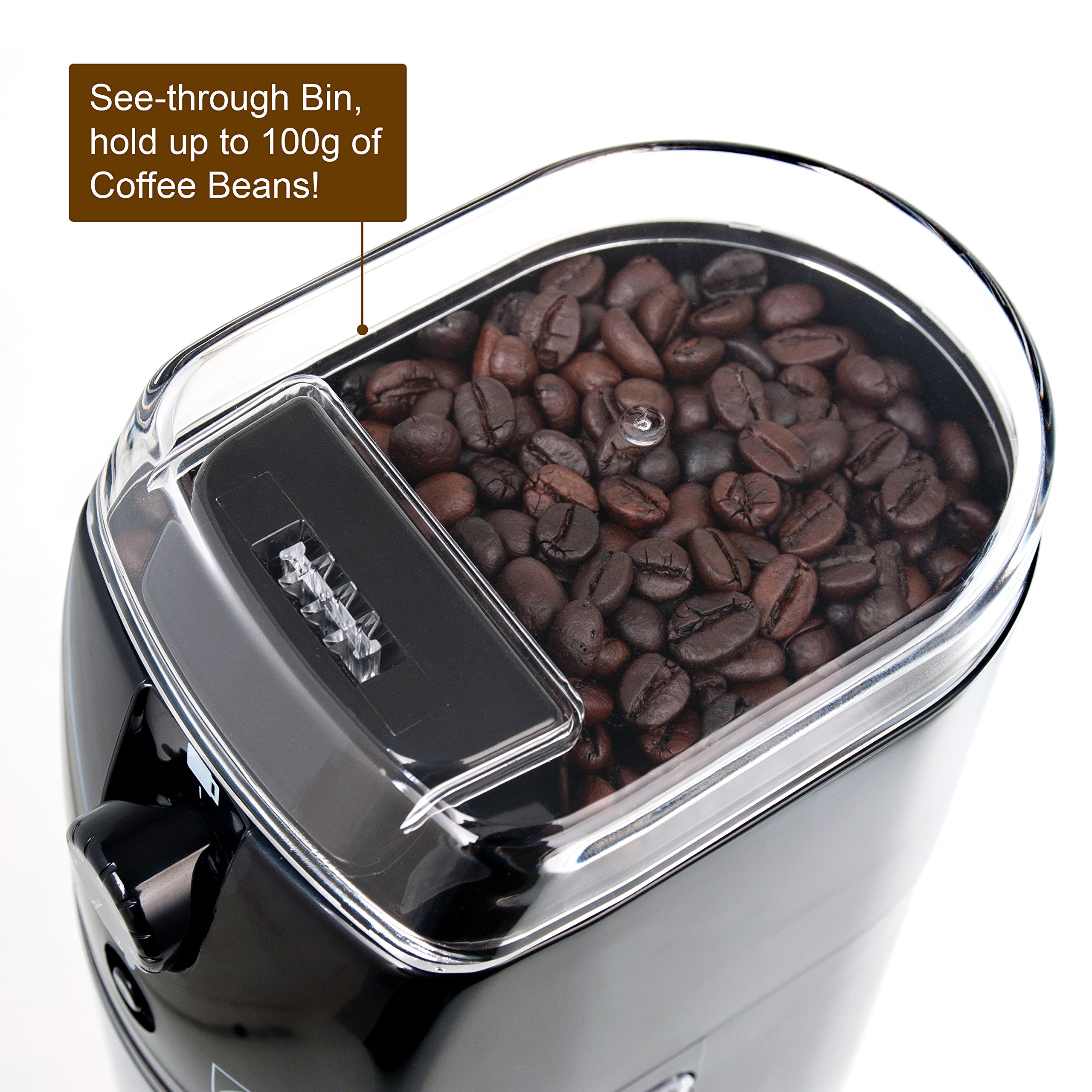Secura Electric Burr Coffee Grinder Mill, Adjustable Cup Size, 17 Fine to Coarse Grind Size Settings for Drip, Percolator, French Press and Turkish Coffee Makers, Black,12 cups