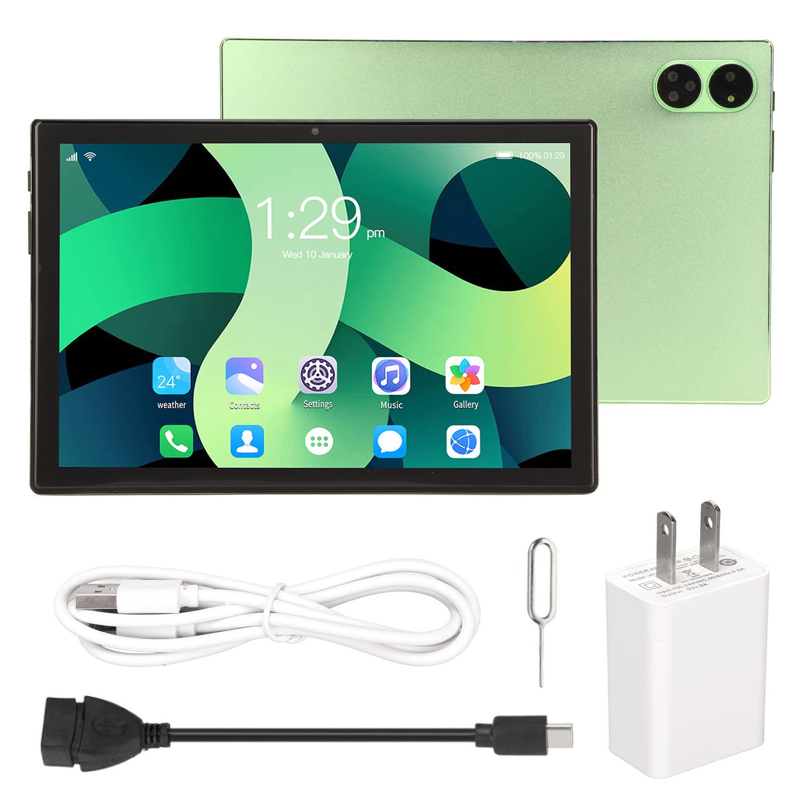Tablet PC, 128GB Expandable IPS HD Display 100240V Octa Core CPU 10.1 Inch Tablet 2.4G 5G WiFi 4GB RAM 128GB ROM 2 Card Slot for Work (US Plug)