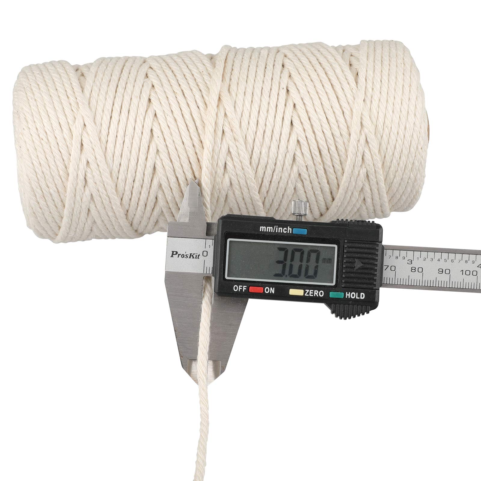 jijAcraft Macrame Cord,3mm x 328 Feet Cotton Macrame Cord,Natural White Cotton Cord Macrame Supplies,Macrame Rope Craft Twine String for Macrame & Knitting,Plant Hangers,Wall Hanging,Craft (Beige)