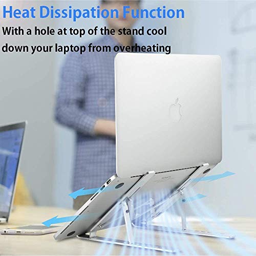 Laptop Stand for Desk, Ergonomic Aluminum Laptop Riser 7 Adjustable Height Foldable Portable Notebook Computer Stand for 8-18" Laptop Tablets Compatible with MacBook Air Pro, HP Sliver