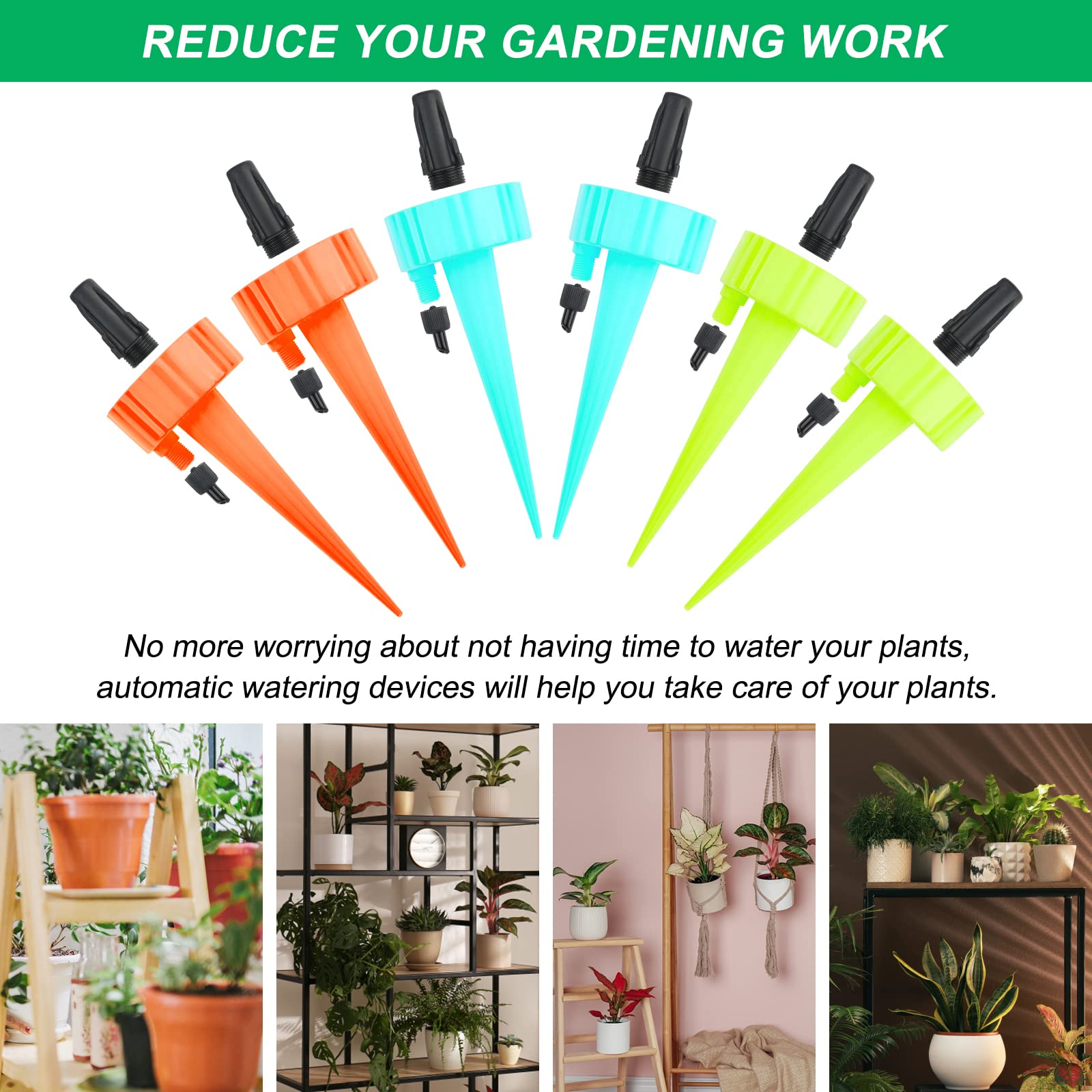 Self Plant Watering Spikes Devices: Adjustable Drip Rate Plant Watering Device with Control Valve, Unattended Automatic Watering System for Potted at Home and Vacation, Suitable for Gardens Plants Indoor & Outdoor (3)