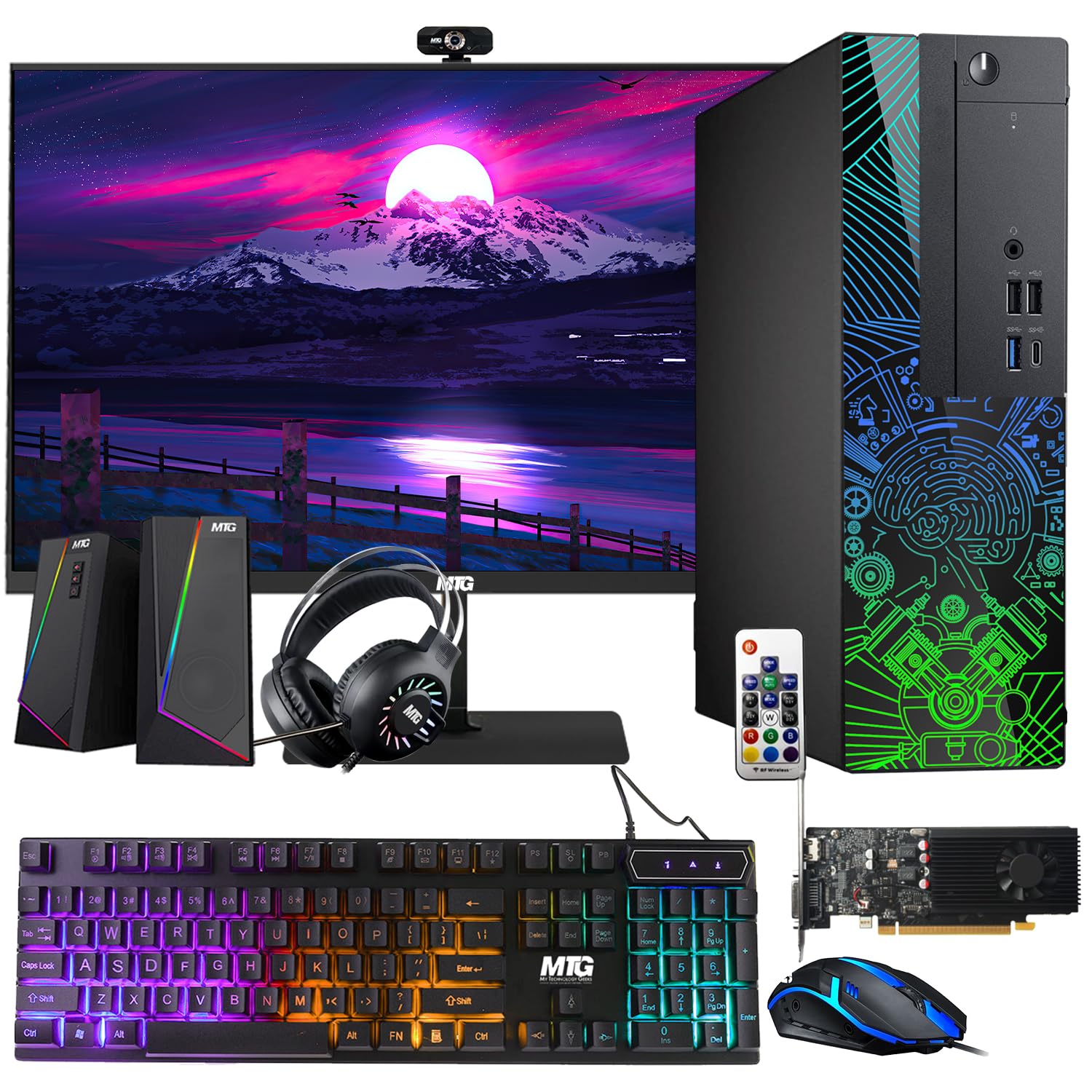 Lumos 8 Gaming Desktop PC, Intel Core i7 7th Gen, 16GB RAM, 2TB HDD, GT 1030 2GB DDR5 Graphics Card, 27 Inch 165hz Gaming Monitor, PCI-E Bluetooth | Wi-Fi, RGB Kit, Win 10 Pro (Renewed)