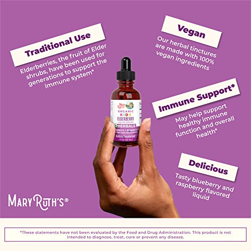 MaryRuth Organics Cocomelon Kids Elderberry Syrup, USDA Organic Elderberry, Sugar Free Kids Immune Support Supplement for Ages 4-13 Years, Clean Label Project Verified®, Vegan, Gluten Free, 1 Fl Oz