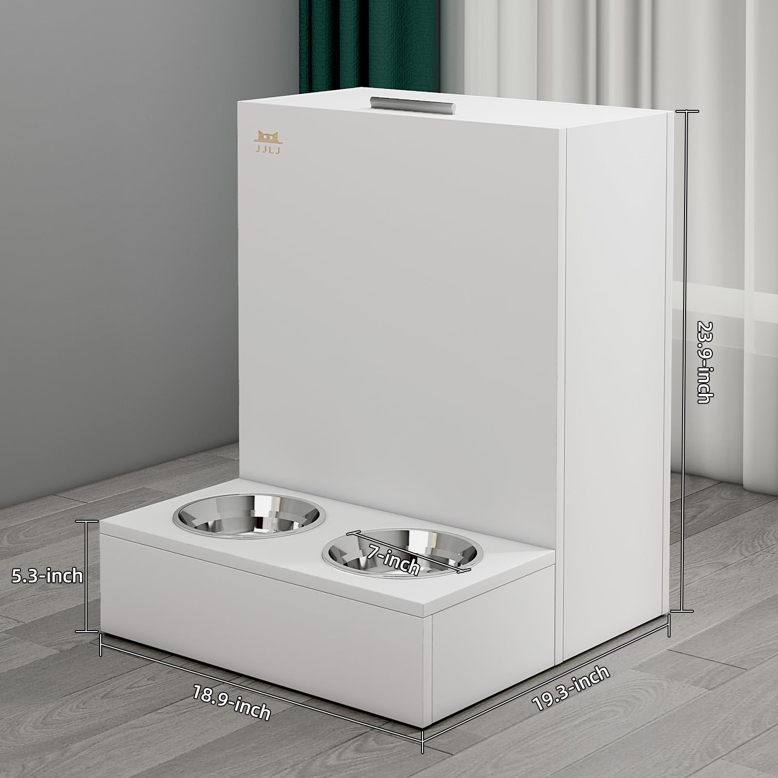 JiJianLiangJu Dog Feeding Station and Storage Container, Waterproof, Spacious 35-47 Qt Capacity, Easy Mobility with Swivel Wheels, Sturdy and Durable, Suitable for Multiple Pets