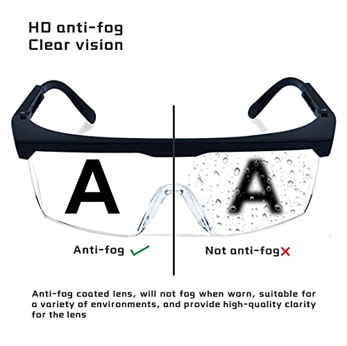 Puzyun [5-Pack] Black Safety Goggles,Clear Anti-fog/Anti-Scratch Safety Glasses Eyes Protection Goggles Protective Eyewear