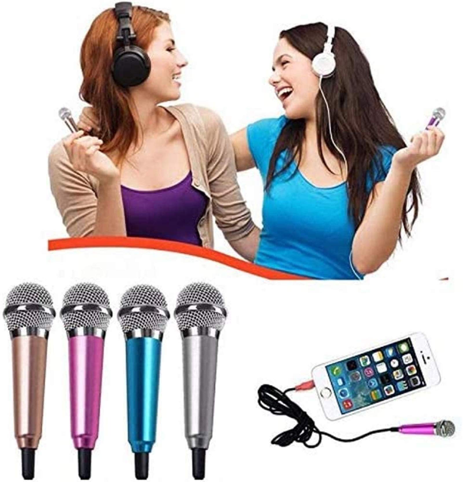 Mini Microphone,Singing Mic Equipment,Beautiful Vocal Quality,Mini Type Space Saving,Metal Frothing Process,3.5mm Audio Connector,Suitable for Laptop, iPhone, Android Phone(Blue)