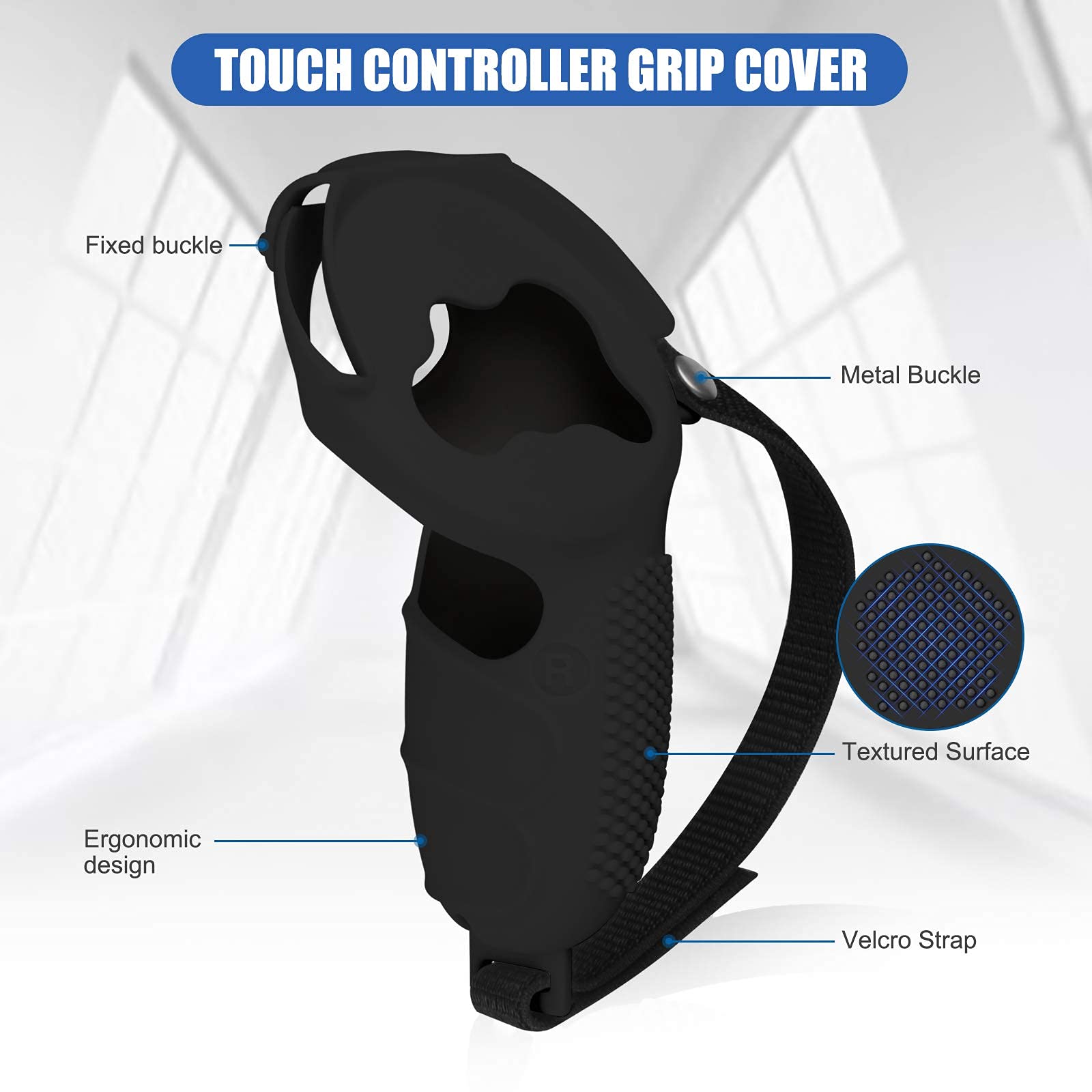 MASiKEN 6-in-1 Accessories Compatible with Meta/Oculus Quest 2 - Head Strap Replace Kit, Front Shell Cover,Face Pad,Grips Cover, Reduce Face Pressure Enhanced Comfort in VR (Black)