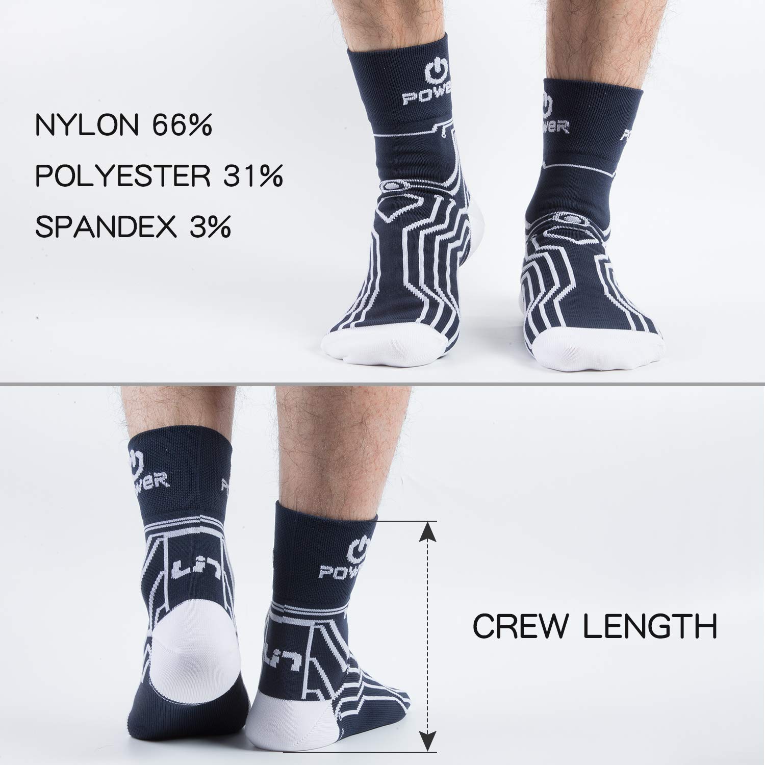 LIN Men's Cycling Socks -Moisture Wicking Athletic Crew Socks for Mountain Road Bike 1 Pack