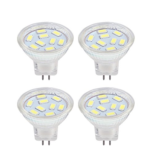LED MR11 Light Bulbs 2W, 12V 20W Halogen Replacement, GU4 Bi-Pin Base, Daylight White 6000K (Pack of 4)