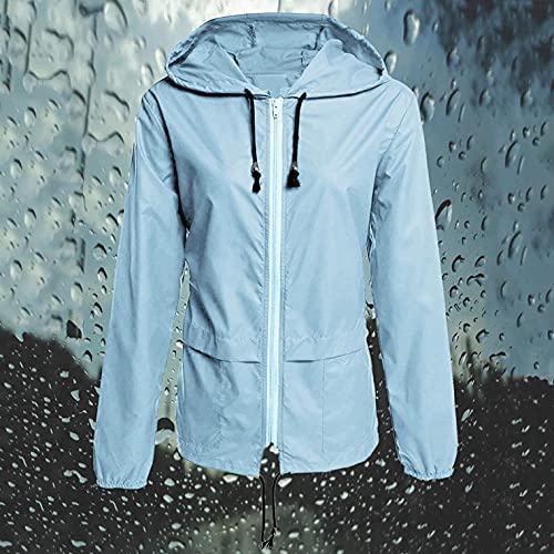 MITCOWBOYS Hooded Jacket Coat for Women Waterproof Trench Coat Solid Splice Pocket Windbreaker Long Sleeve Loose Outwear Raincoats