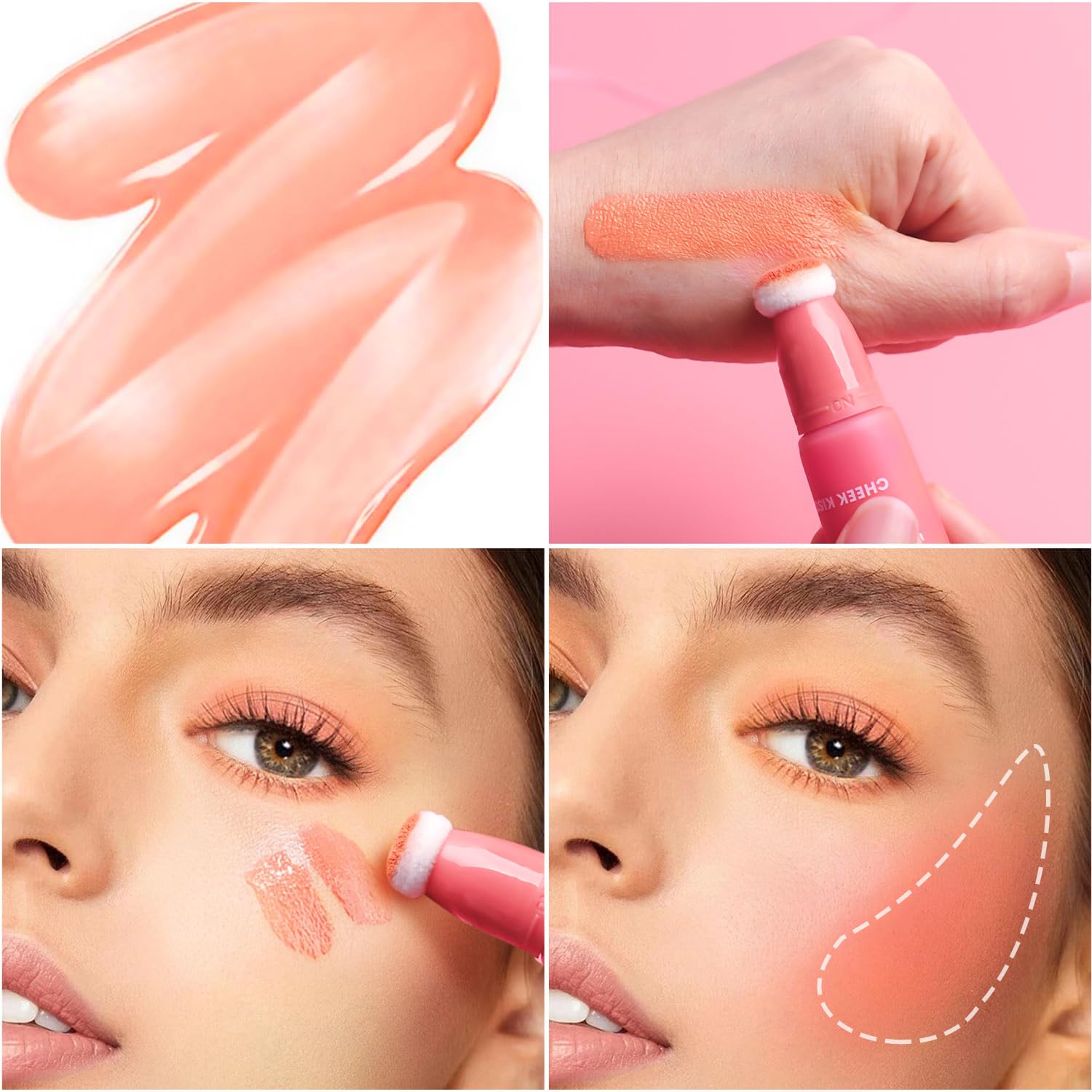 Liquid Blush for Cheeks, Shimmer Blush Cream Weightless & Long Lasting, Pink Liquid Blush Stick, Natural Looking & Easy to Blend (#6 Sparky)