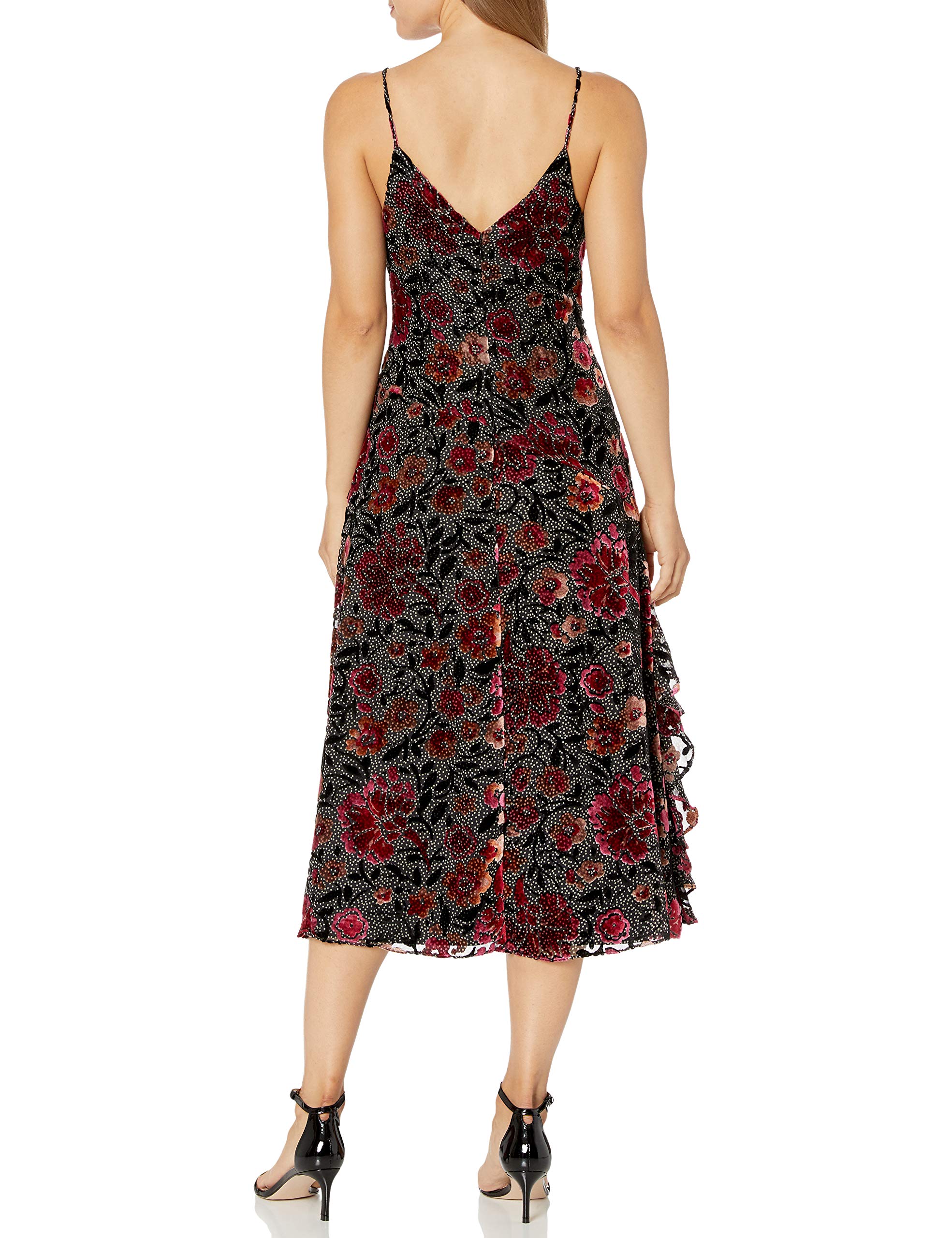 Jill Jill Stuart Women's Ruffles Dress Dhalia Print, Black, 12
