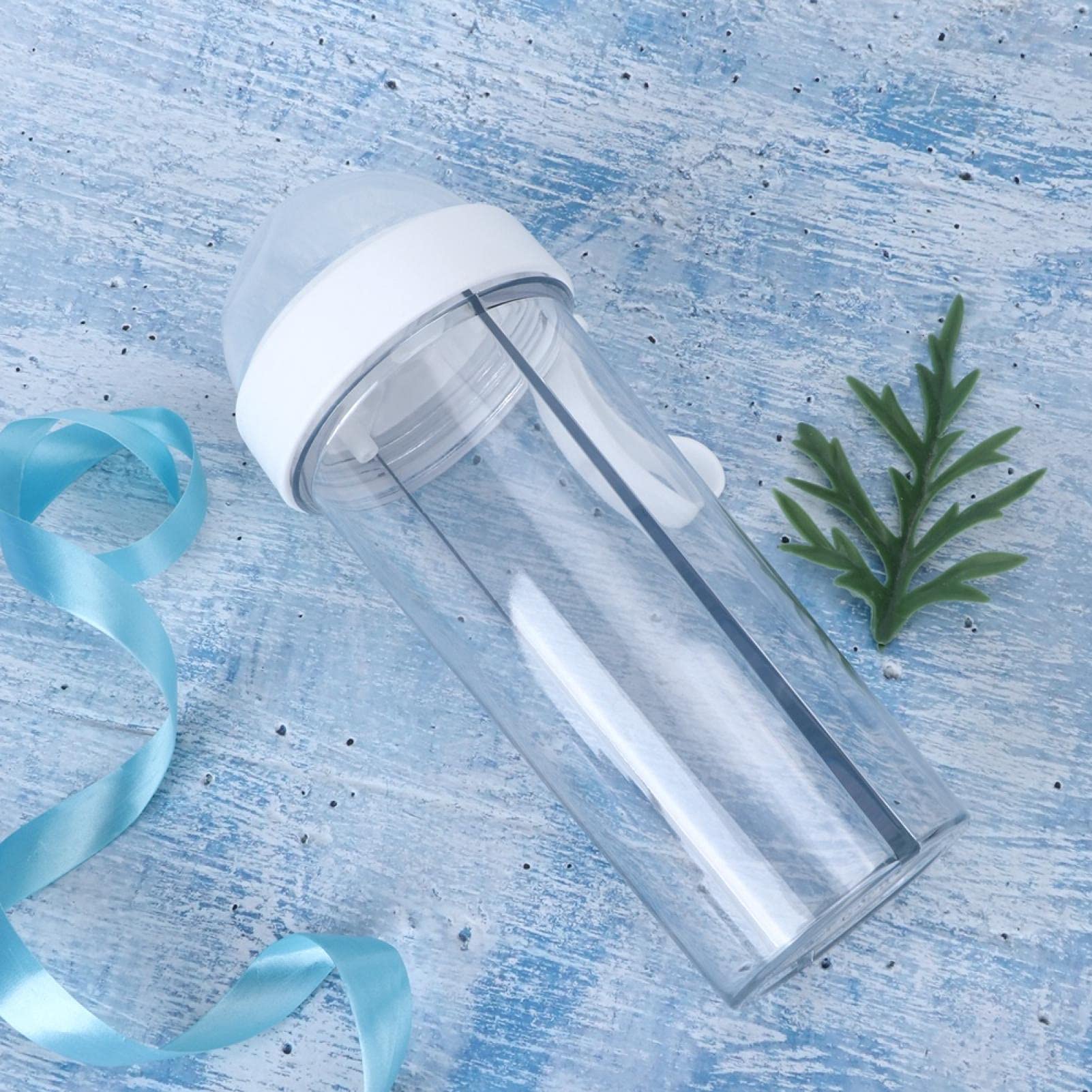 MAVIS LAVEN 600ml Plastic Water Bottle, Innovative Dual Use Water Bottle Straw Water Cup for Home Outdoor Camping Sport (white)