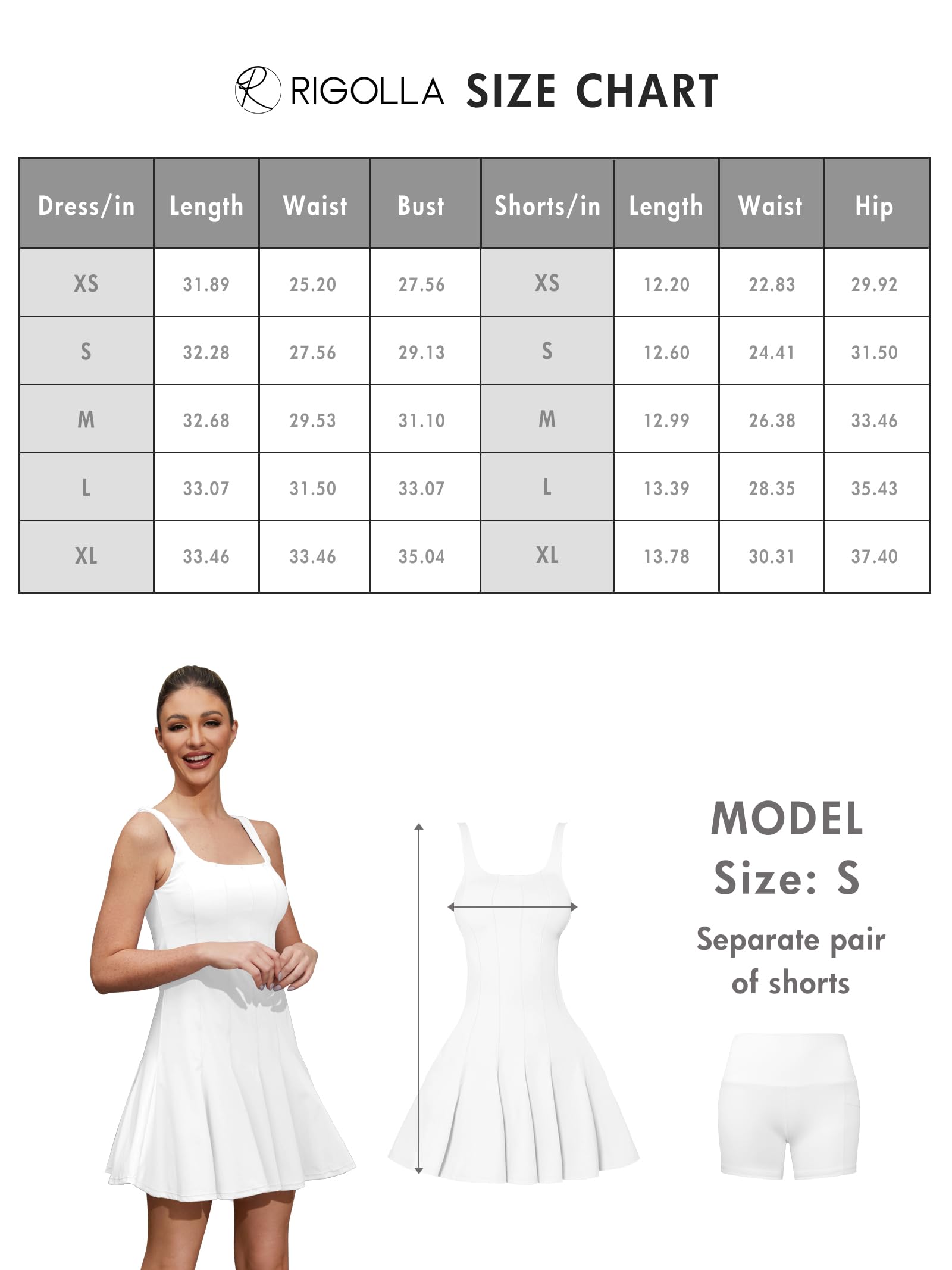 Rigolla Women's Workout Dress with Shorts Pockets Golf Skirt Sport Exercise Outfits Pink L