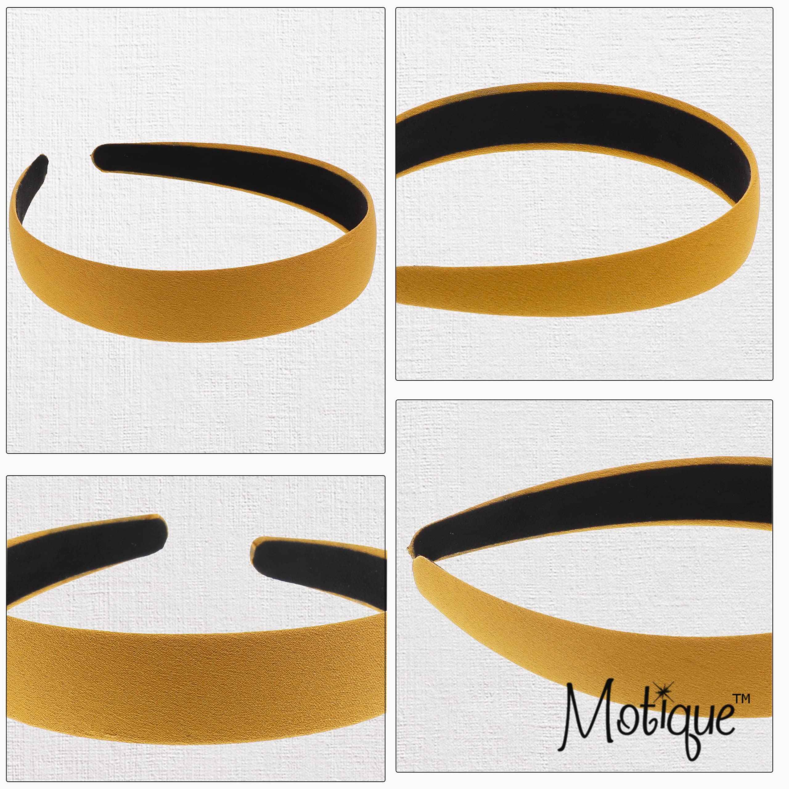 Motique Accessories Black 1 Inch Fabric Headband for Women and Girls