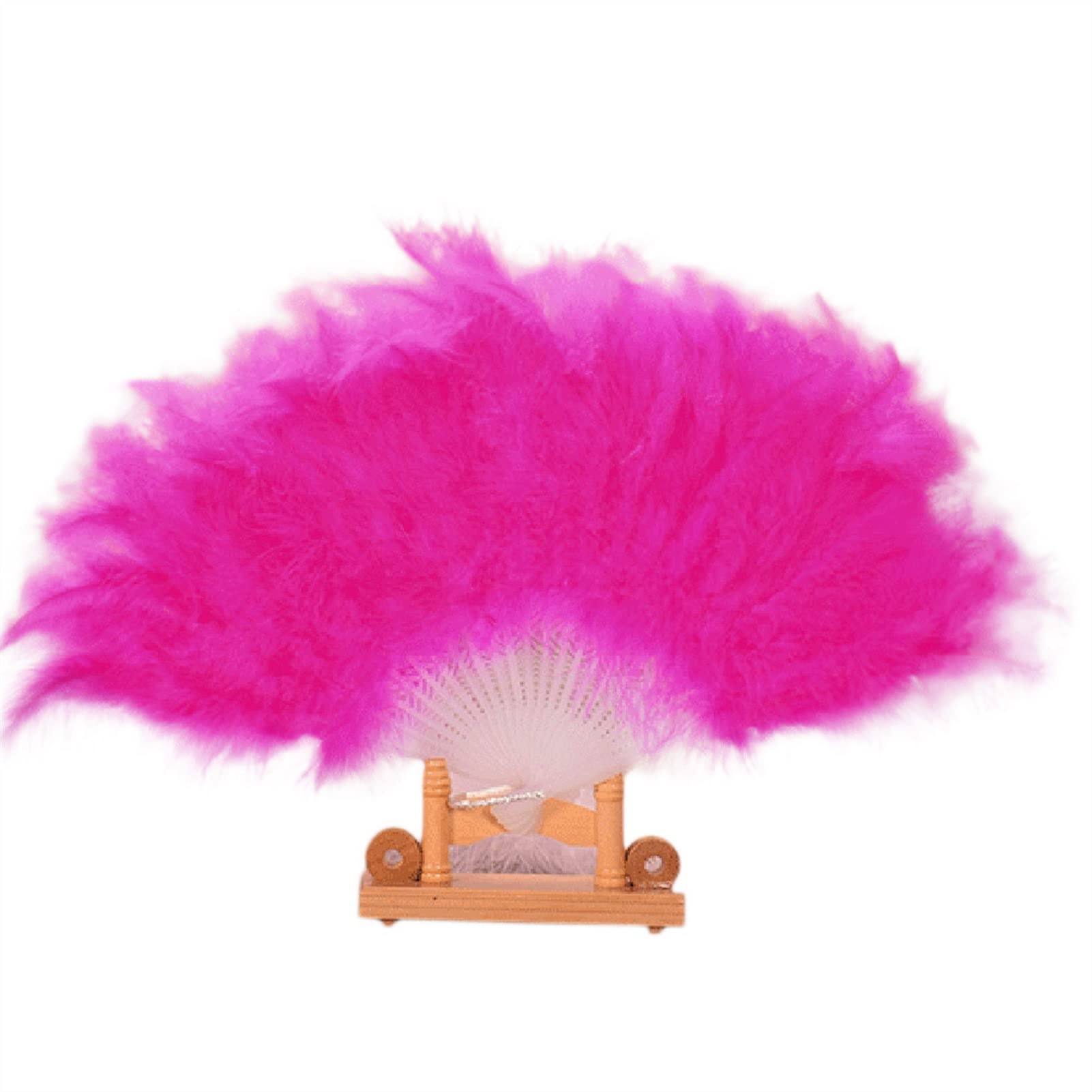 ONILA Folding Hand Fan Newest Old School Wedding Showgirl Dance Elegant Large Feather Folding Hand Fan Decor Decal Handheld Fans (Color : Hot Pink)
