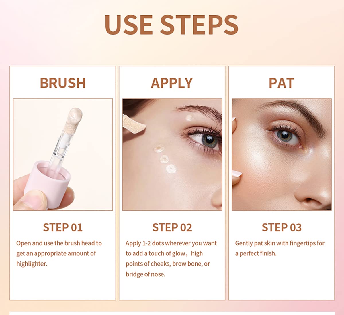 Liquid Highlighter Stick,Multi-Use Contour Highlighter Stick Makeup for Face & Body, Moisturizing Waterproof Light Liquid Luminizer with Cushion Applicator, Natural Looking Face Highlighter Makeup(#01 Moonlight)