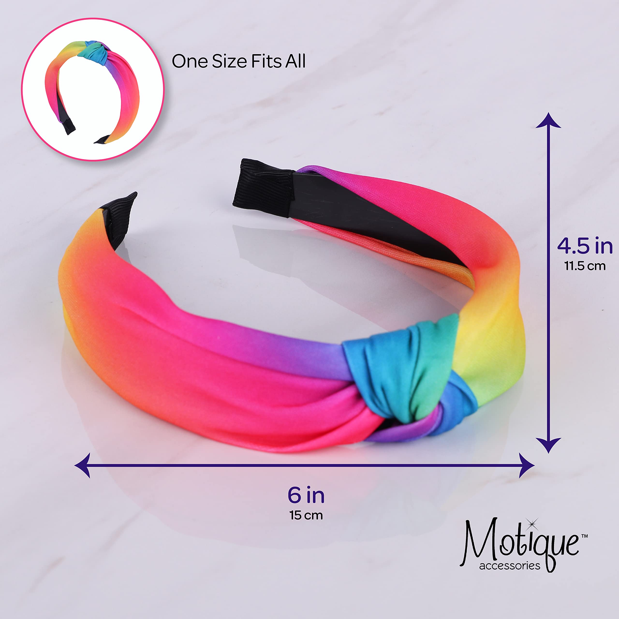 Motique Accessories Tye Dye Top Knot Headband for Women - Bright