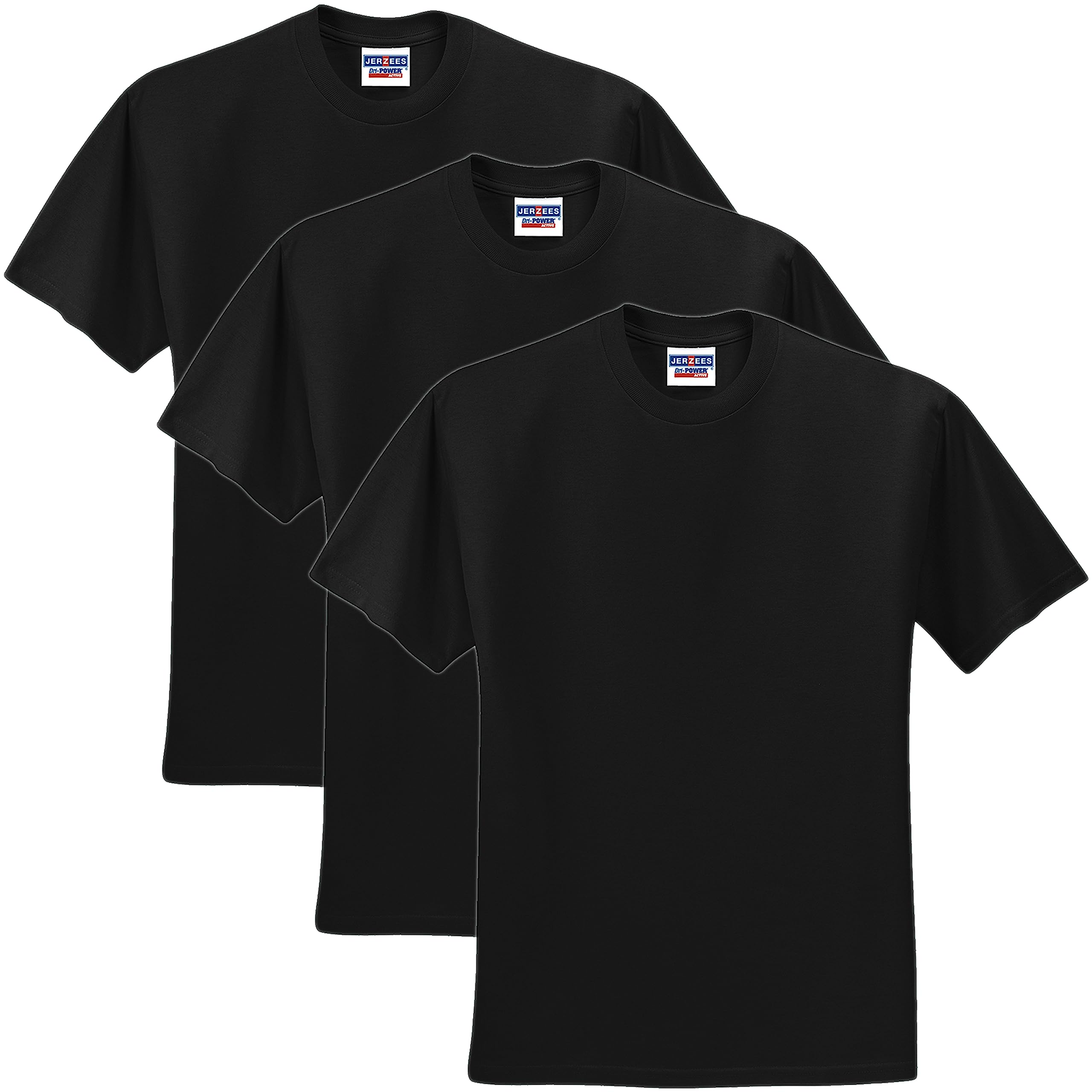 Jerzees Men's Dri-Power Short Sleeve T-Shirt (Pocket & No, Pocket-3 Pack-Black, X-Large