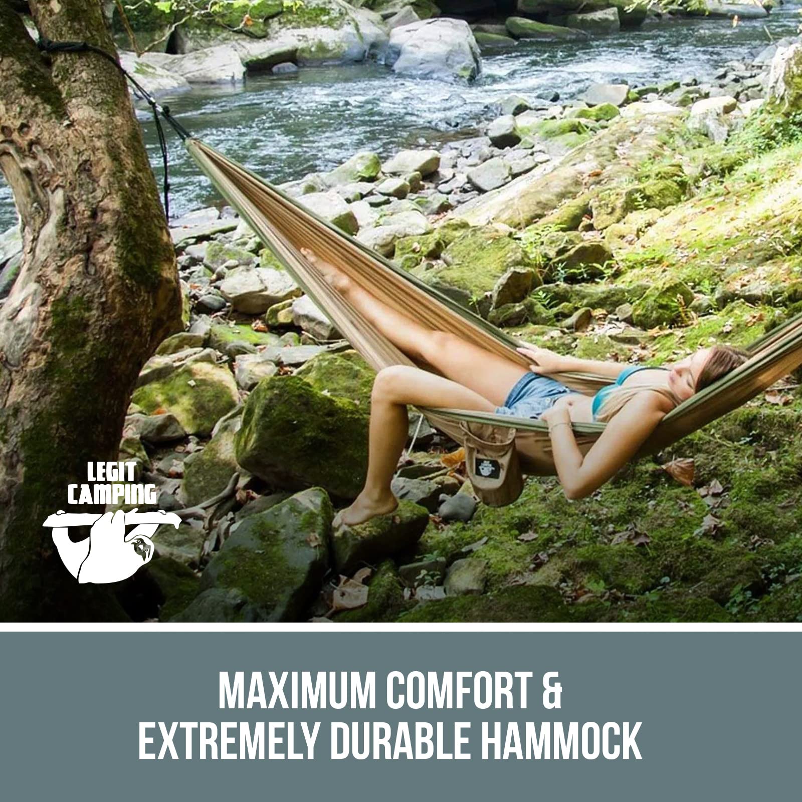 Legit Camping Hammock - Hammocks - 2 Person Hammock - Tree Hammock - Double Hammock - Portable Hammock - Outdoor Hammock - Hammock - Travel Hammock - Hammocks for outside - Heavy Duty Hammock