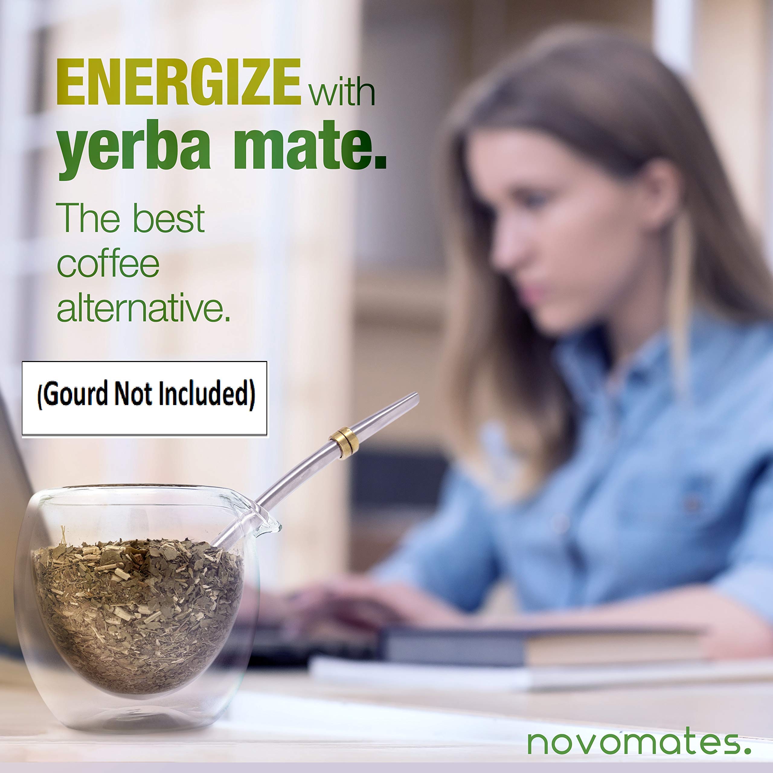 Novomates Easy Clean Yerba Mate Straw - Bombilla Mate for Mate Tea Drinking Filter Straw β Mate Straw Food-Grade Stanley Steel Mate Straw - 6.2" (15.8cm) Long (Mate Gourd not included)