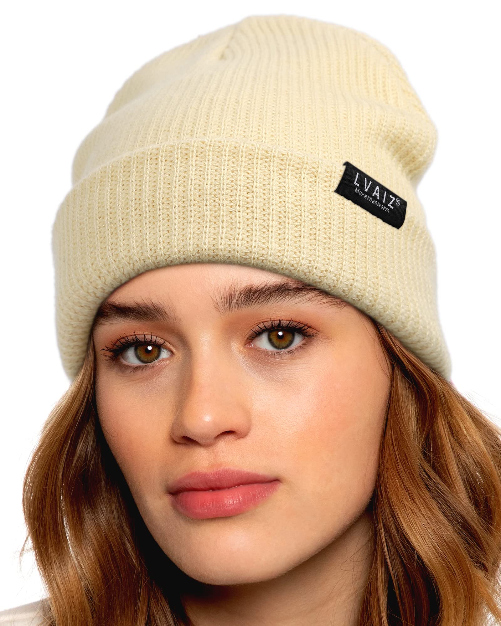 Lvaiz Winter Knitted Beanie Hats for Women Stretchy Soft Thin Cap Mens Slouchy Warm Cable Hat Green