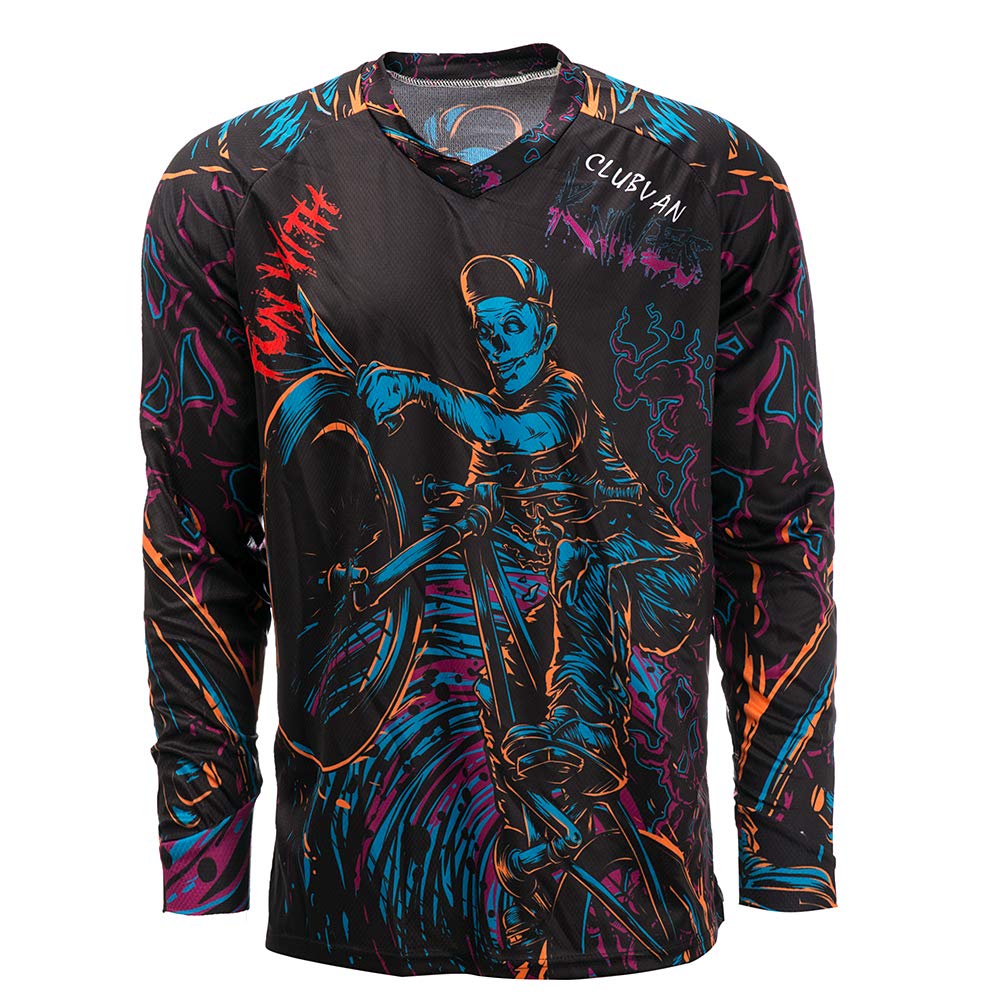 JPOJPO Men's Cycling Jersey MTB T Shirt Long Sleeve Mountain Bike Motorcycle Bicycle Clothes Anti-UV XXL Black