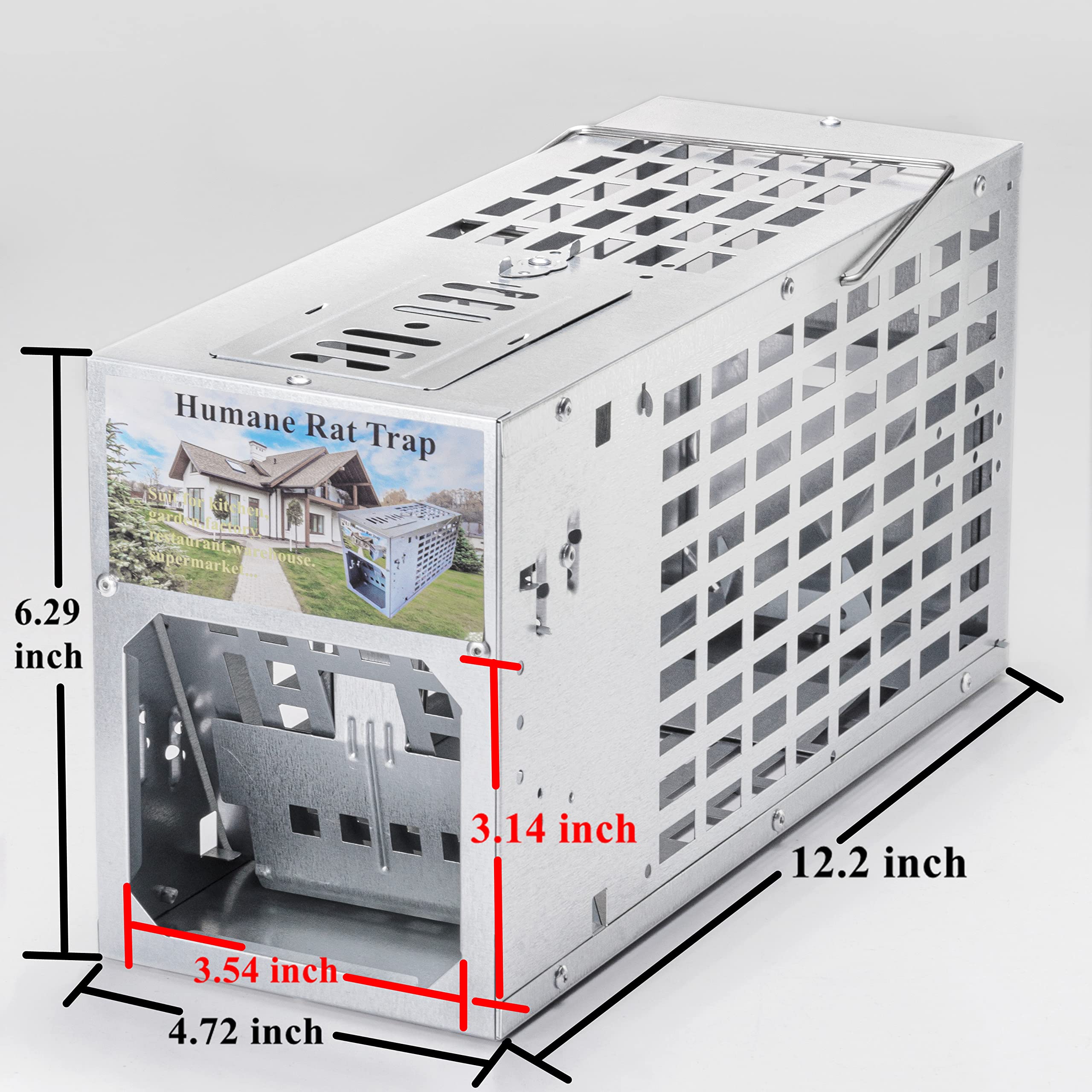 Joozer Humane Rat Trap That Work Live Mouse Trap Indoor Catch and Release Animal Cage Multi Large Bait Outdoor Reusable Chipmunk Mice Voles Rodent (1 Door 2pack)