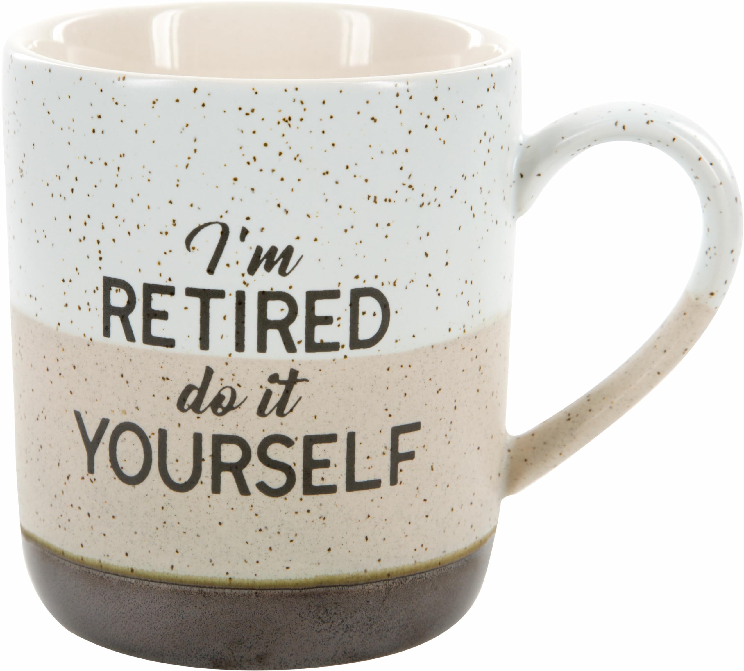 Pavilion Gift Company Large 15 Oz Stoneware Coffee Cup Mug I'm Retired Do It Yourself, 15oz, Grey