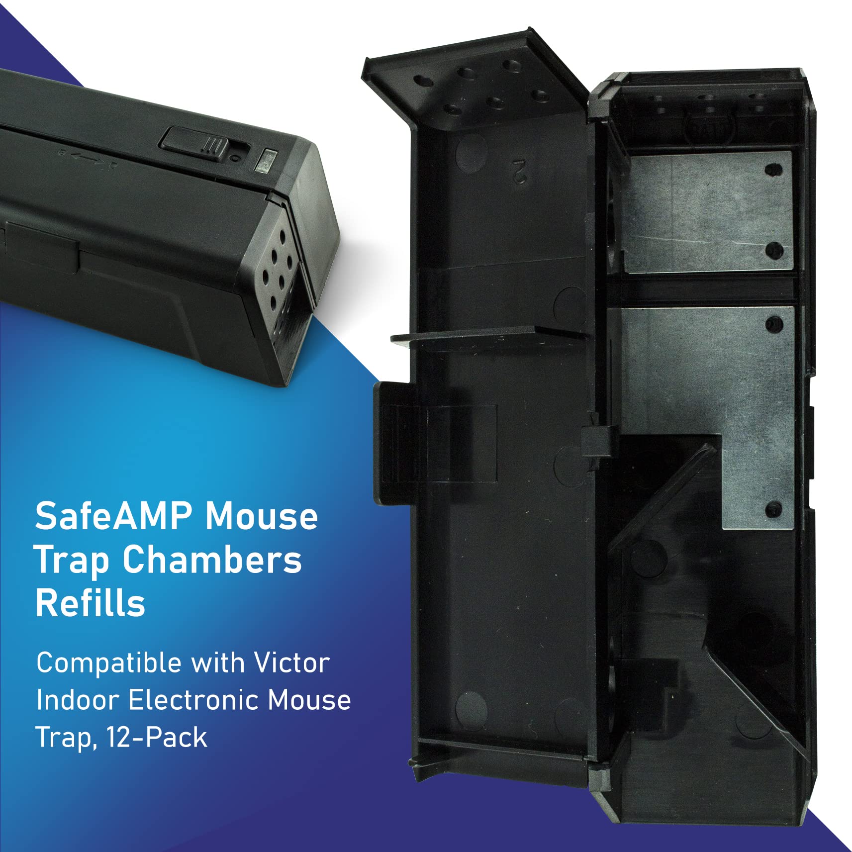 SafeAMP Mouse Trap Chambers Refills Compatible with Victor Indoor Electronic Mouse Trap M250S, 12-Pack