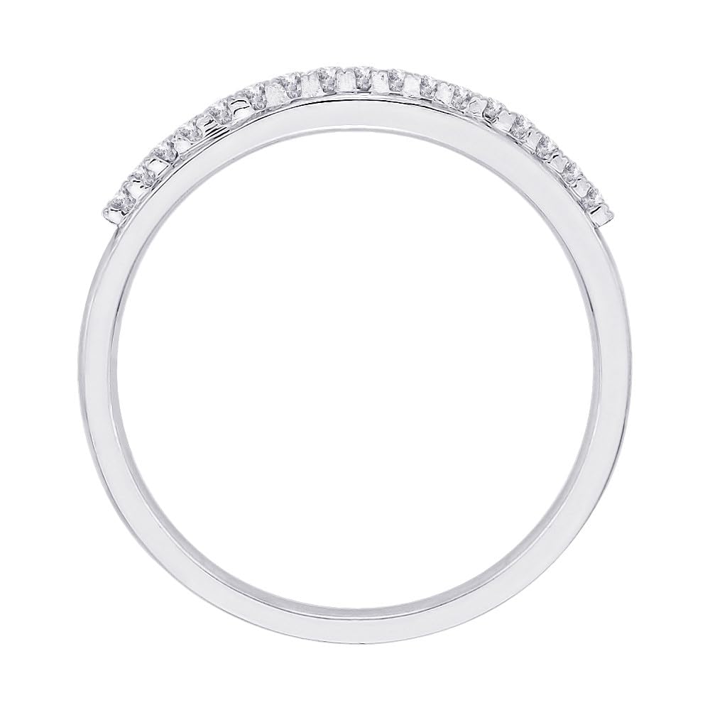KATARINA Princess Cut Diamond Anniversary Wedding Band Stackable Ring in Sterling Silver (1/10 cttw, H-I, I2-I3) (Size-6.5)