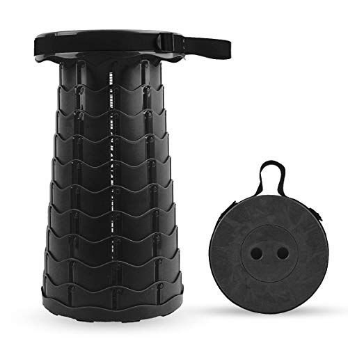 LITARO Folding Stool Portable Camping Stool Compact Stool Retractable Adjustable Seat Stool Lightweight for Picnics Camping Fishing Hiking BBQ Outdoor(Black)