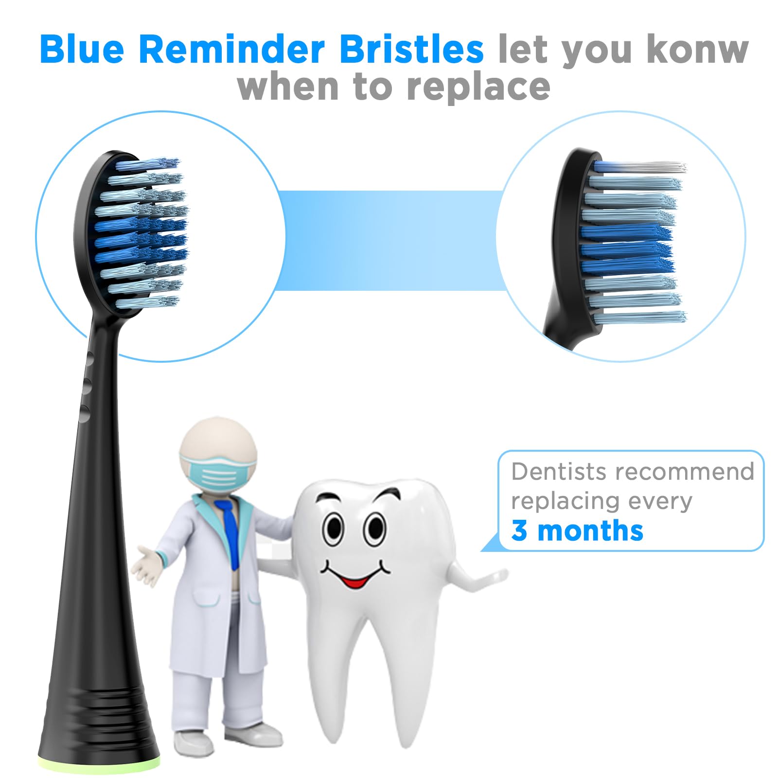Replacement Toothbrush Heads for AquaSonic Black Series, 8 Count