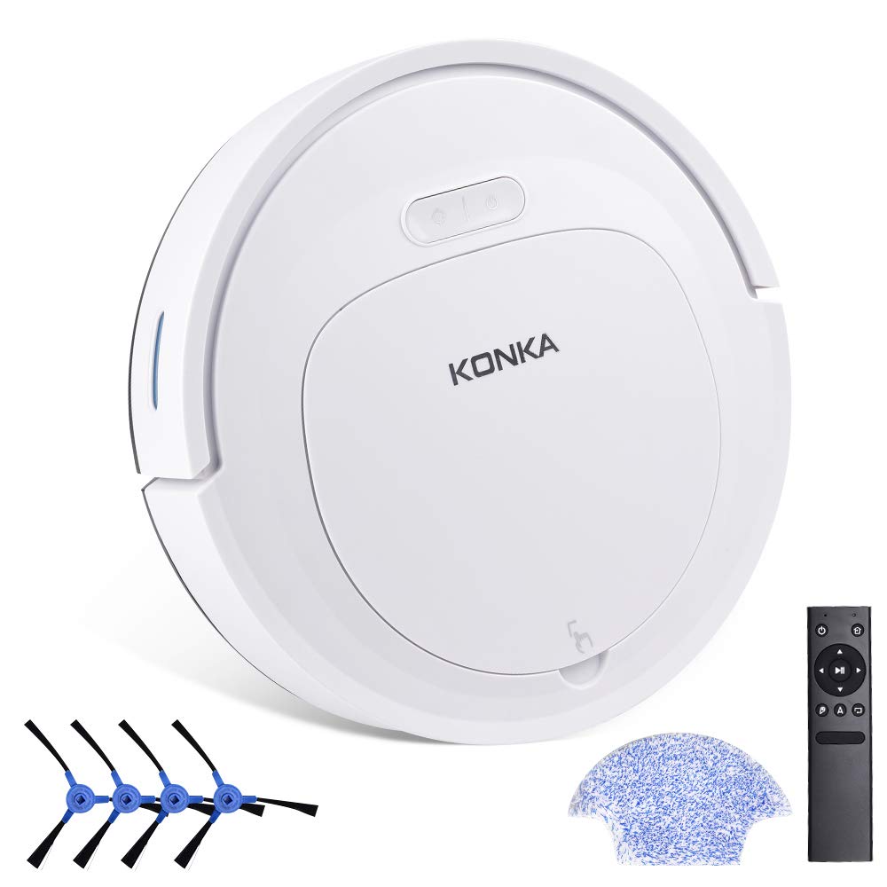 KONKA Robot Vacuum Cleaner and Mop, 1800Pa Strong Suction, Remote Control,Self-Charging,for Pet Hair,Hard Floor and Carpets,Ship from USA