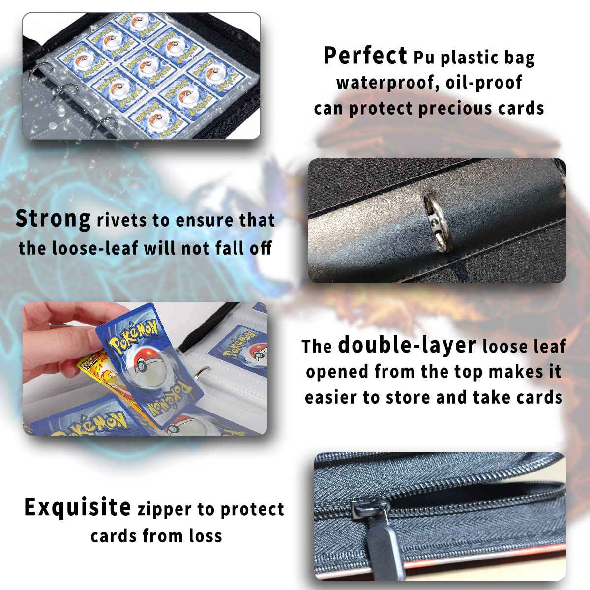ONZEGATE Trading Card Binder, 9-Pocket Fits 720 Cards with Removable Sleeves, Portable and Protective
