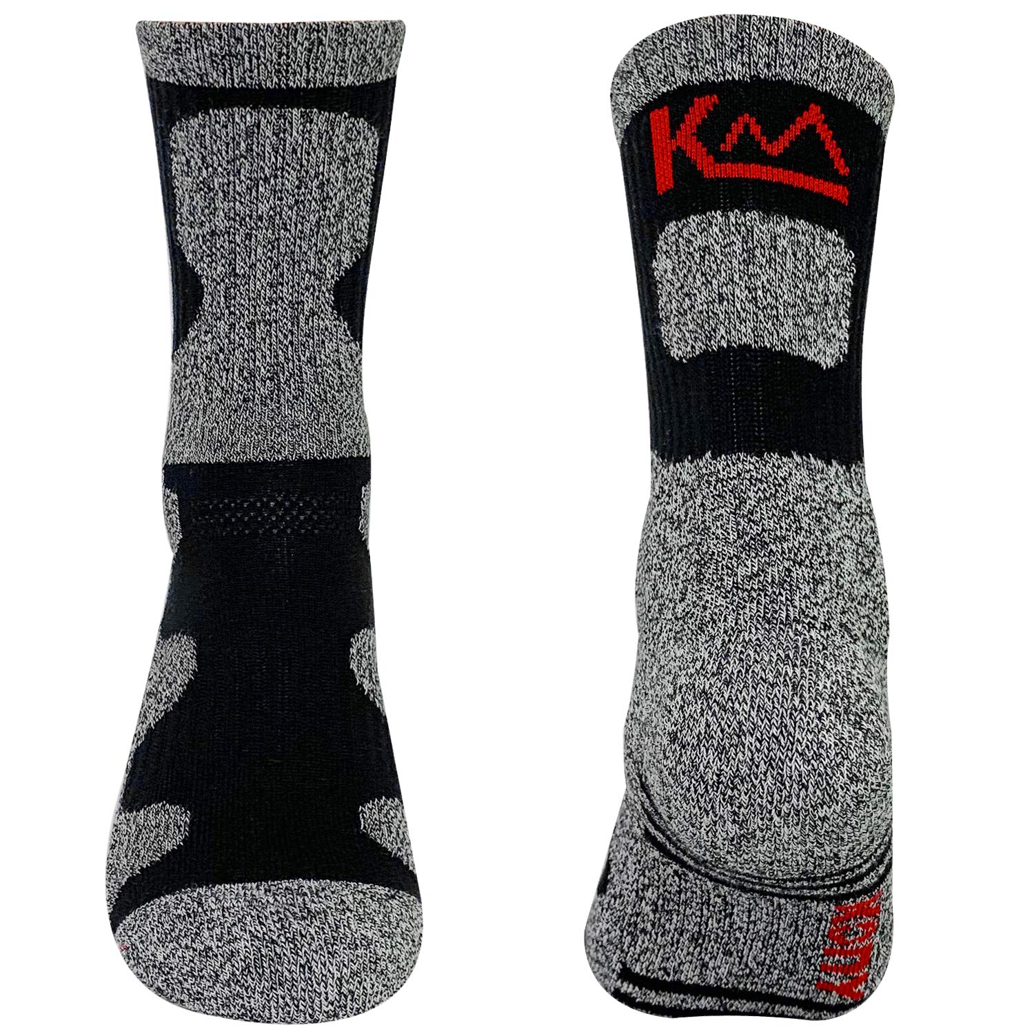 KONY Womens Cotton Full Cushioned Hiking Socks, 5 Pack Moisture Wicking Outdoor Trekking Crew Socks (Mix-3, Medium (US Shoe Size 6-8.5))