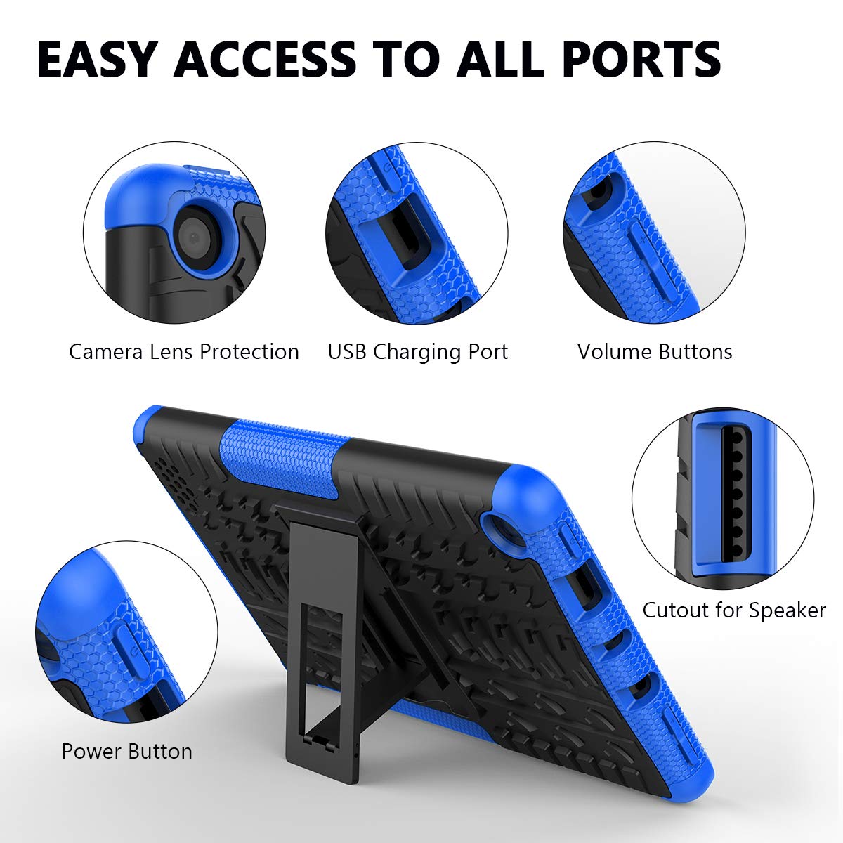 TASSKTO Dual Layer Heavy Duty Shockproof Drop Proof Military Grade Kids Case with Kickstand for
