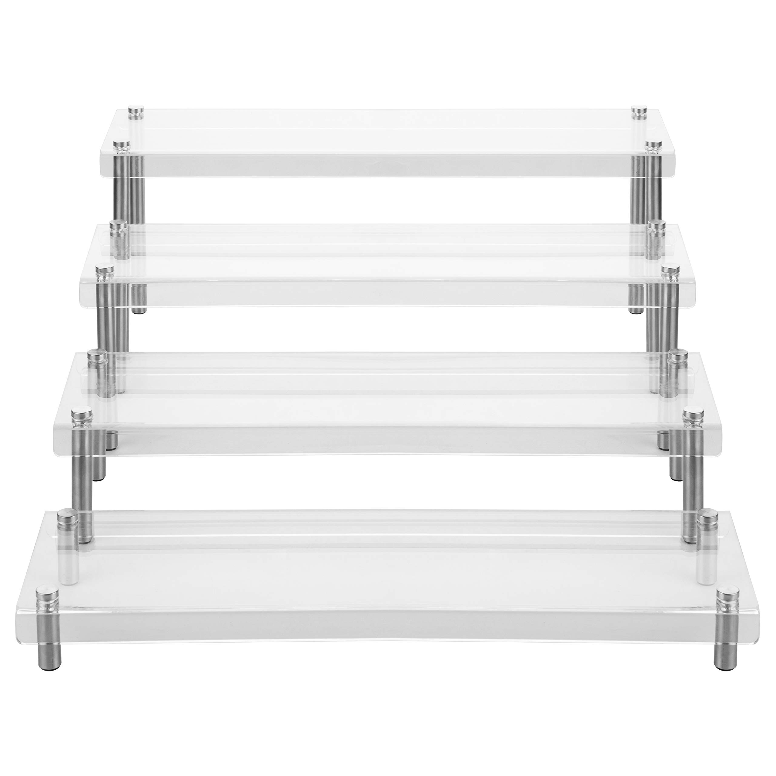 MyGift 4-Tier Clear Acrylic Food Display Stand, Appetizer and Dessert Serving Buffet Risers, Figurine Shelves, Set of 4